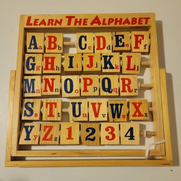 Toys | Vintage Learn The Alphabet Wooden Abc Toy Flip Letters Wood Toy ...